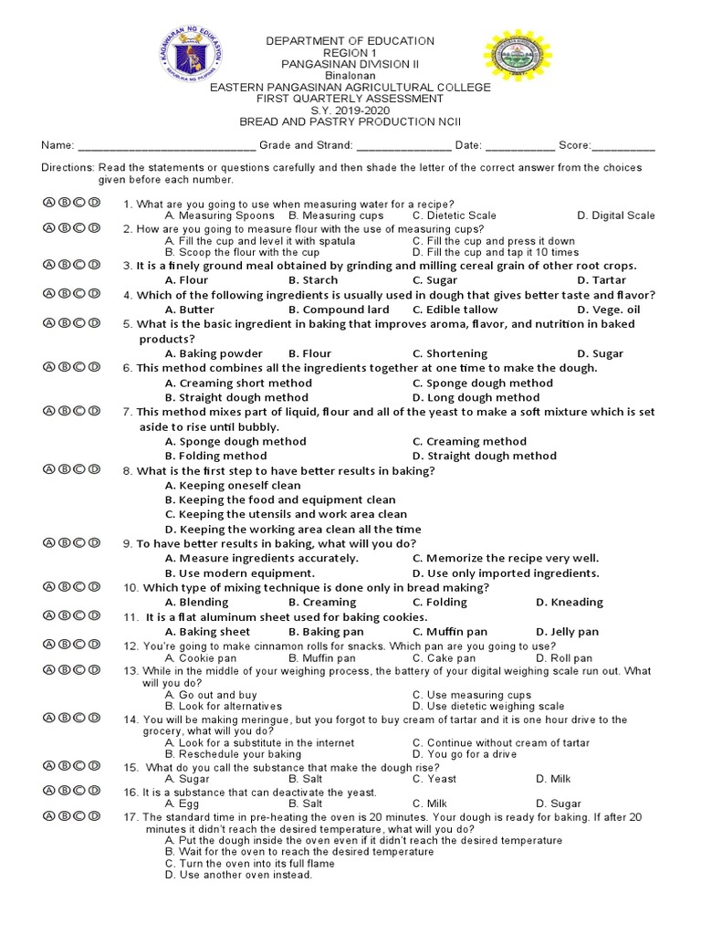 BPP Exam 1 | PDF | Breads | Dough