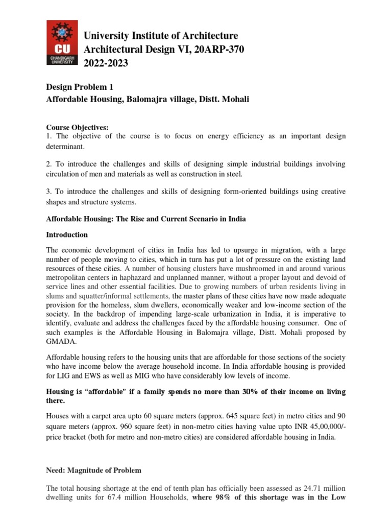 Affordable Housing Design Problem 1 | PDF | Affordable Housing | Slum