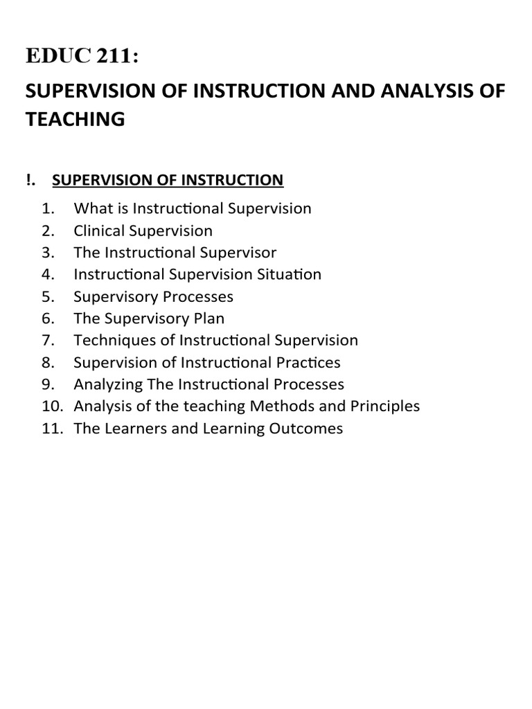 Instructional Supervision Overview | PDF | Teachers | Leadership