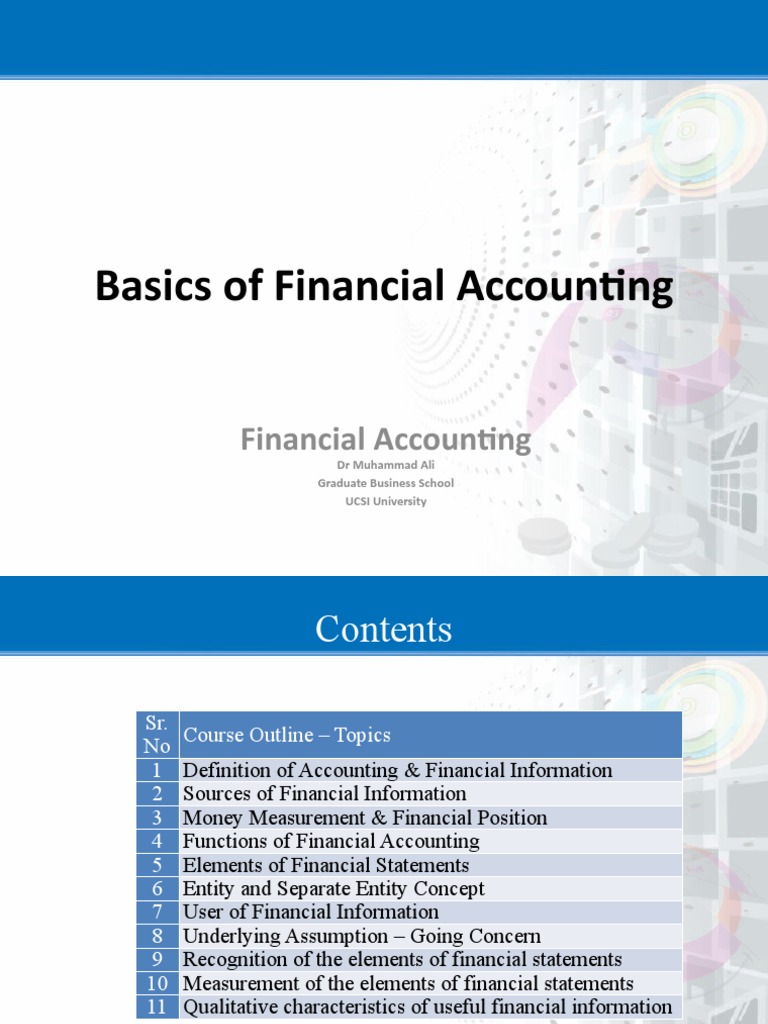 Financial Accounting Basics Overview | PDF | Going Concern | Financial ...