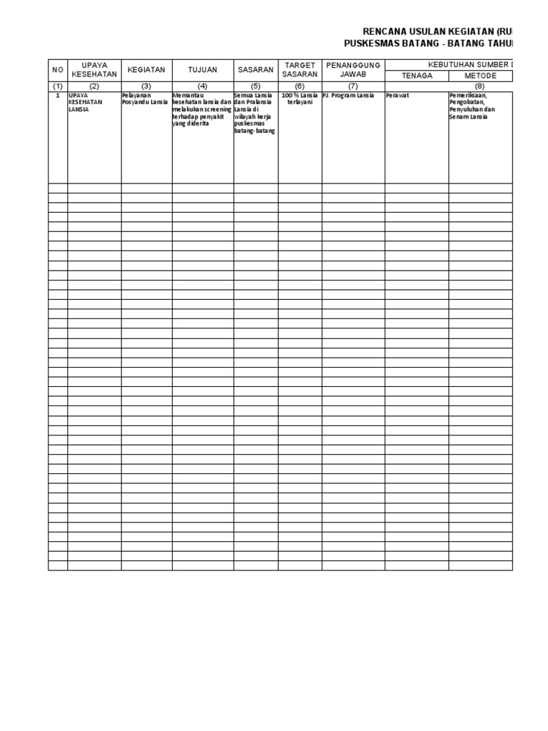 CTH Format RUK Dan RPK Widy | PDF