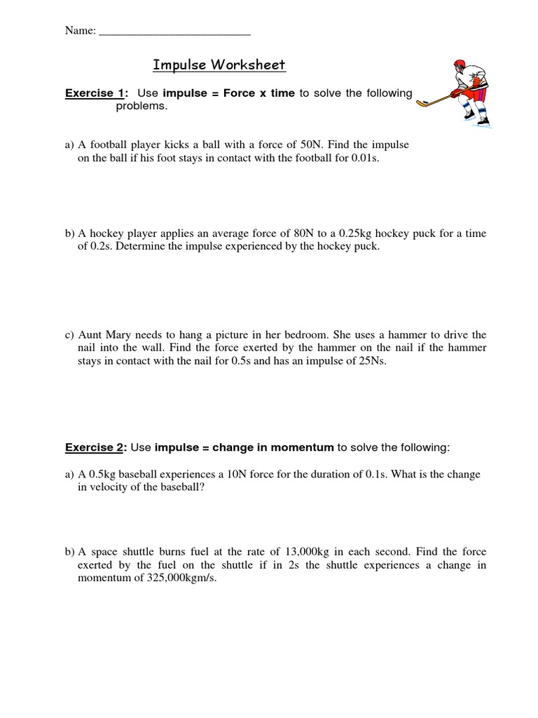 impulse_and_momentum WS1 | PDF