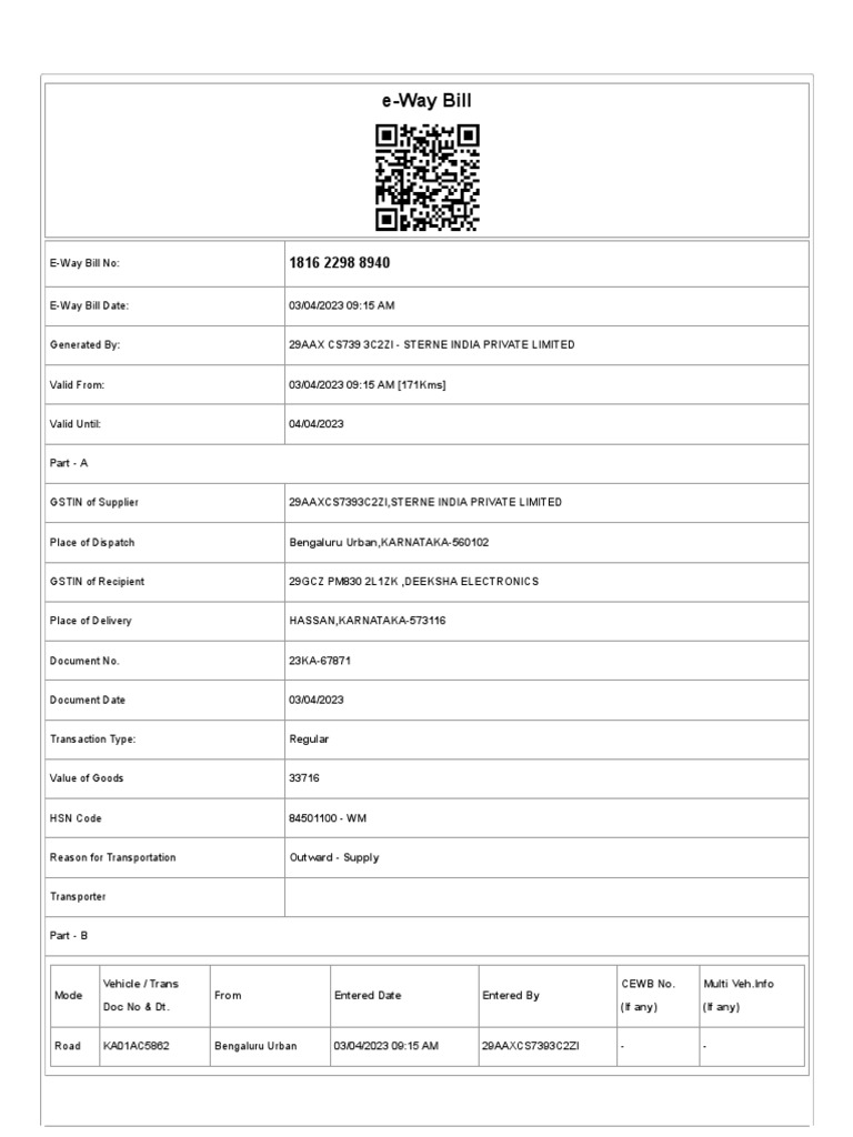 E-Way Bill System | PDF