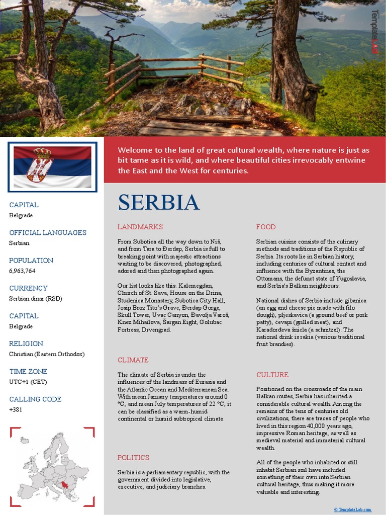 Country Fact Sheet Template | PDF | Serbia | Cuisine