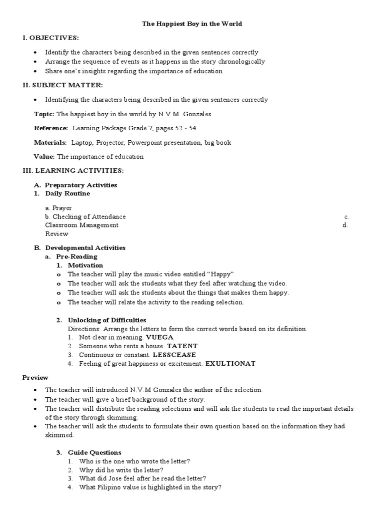 9TH The Happiest Boy LP | PDF | Teachers | Behavior Modification