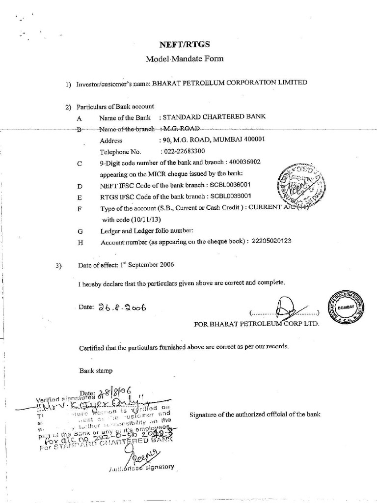 Annexure 1 - NEFT Details For EMD - BPCL | PDF