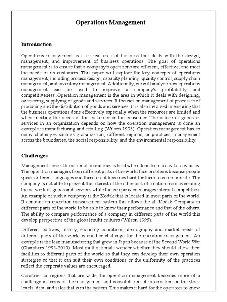 Operations Management | PDF | Operations Management | Supply Chain ...