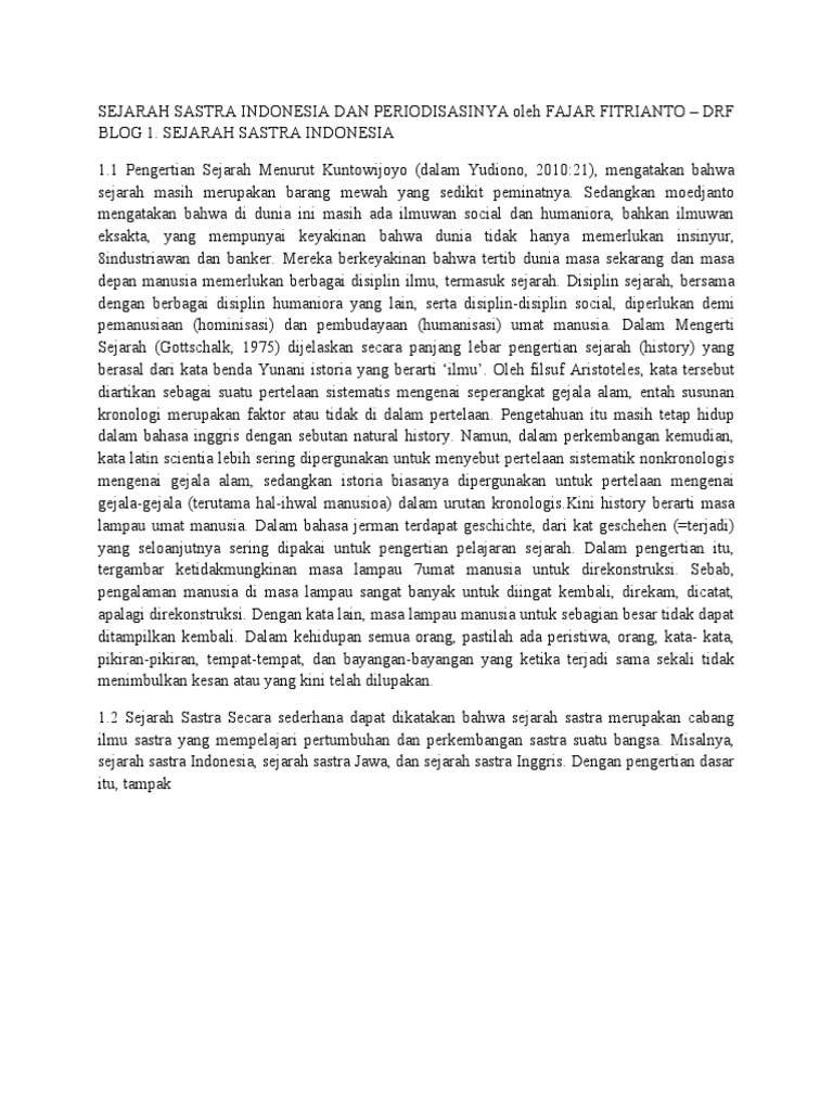Sejarah Sastra Indonesia oleh Fajar Fitrianto | PDF | Sejarah