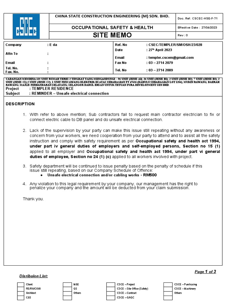 Memo 028 | PDF | Occupational Safety And Health | Employment