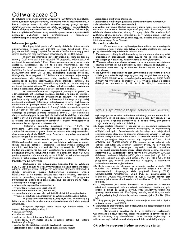 Opis Usterek Odtwarzaczy CD | PDF