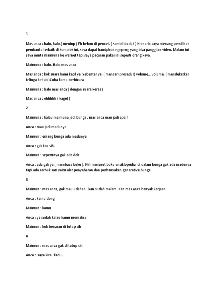 Percakapan Lucu Mas Anca dan Maimuna | PDF