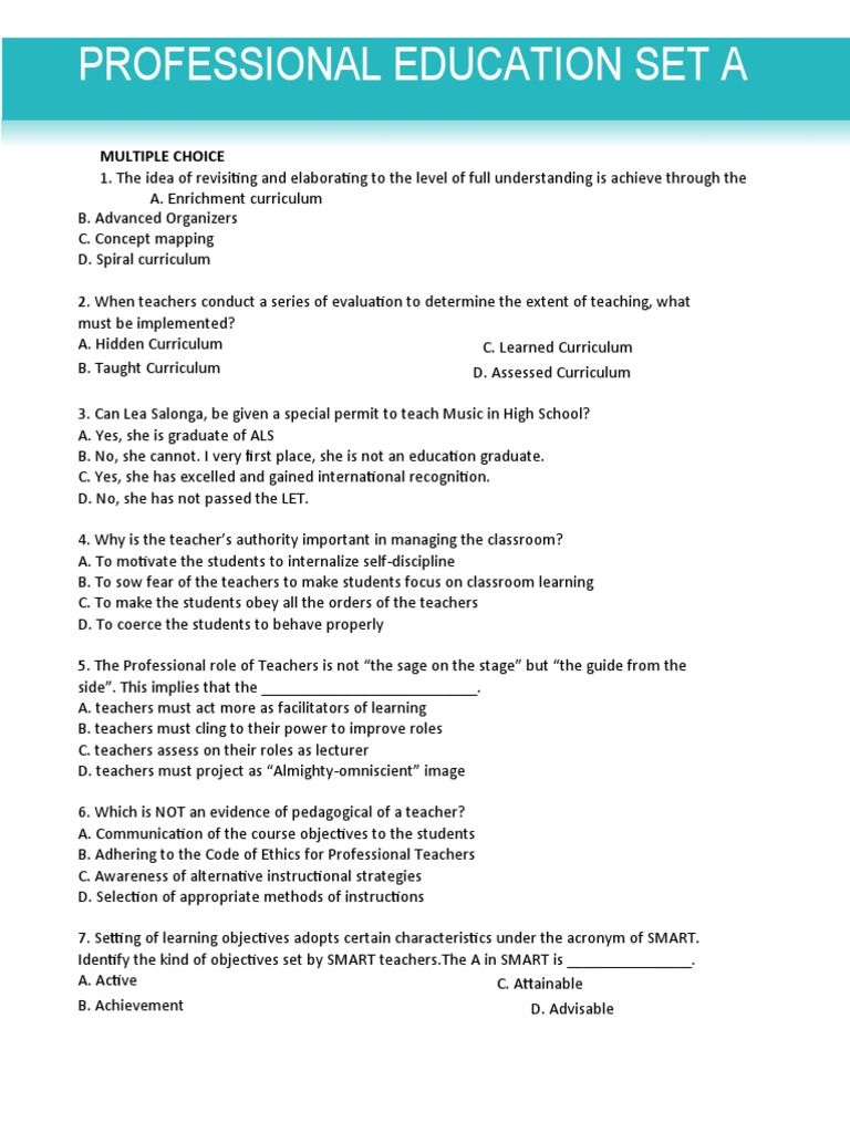 Professional Education Bsed Set A and B 2021 Orig Unlocked | PDF ...