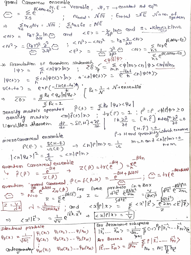 STATISTICAL mechanics formula sheet | PDF