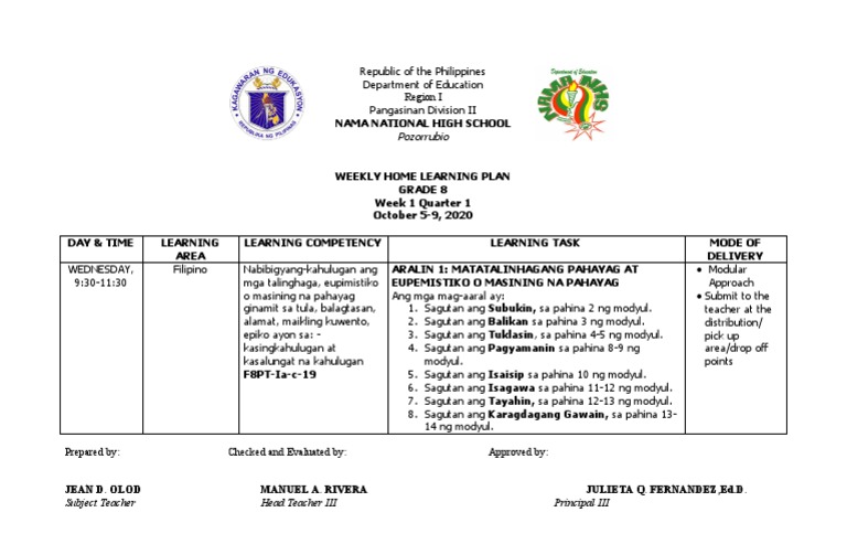 FILIPINO 8 - WEEK 1 - Module 2 | PDF