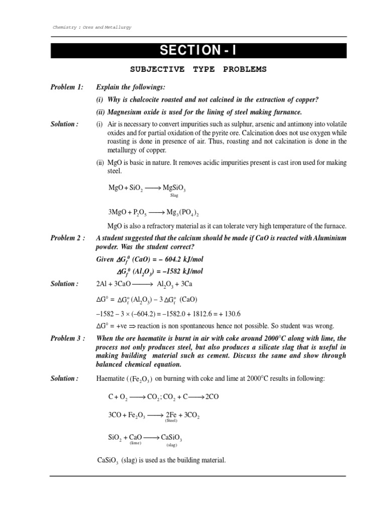 Ores and Metallurgy-02- Solved Problems | PDF | Iron | Silver
