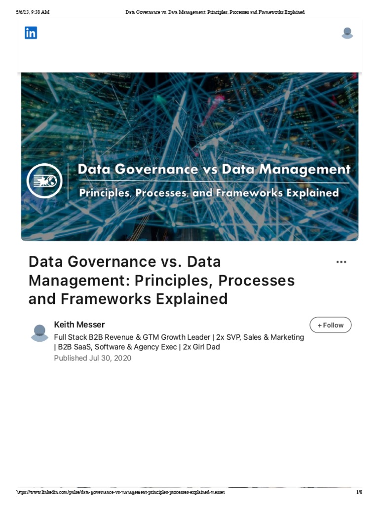 Data Governance vs. Data Management - Principles, Processes and ...