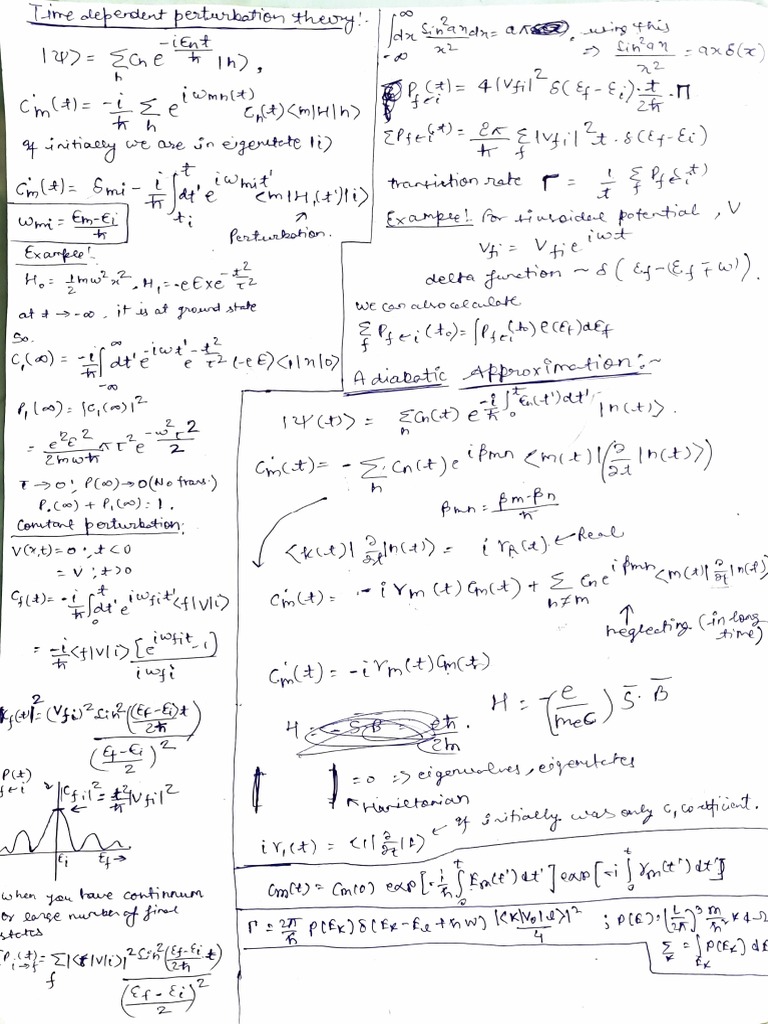 Satistical Mechanics Formula Sheet With Meanfield Theory | PDF