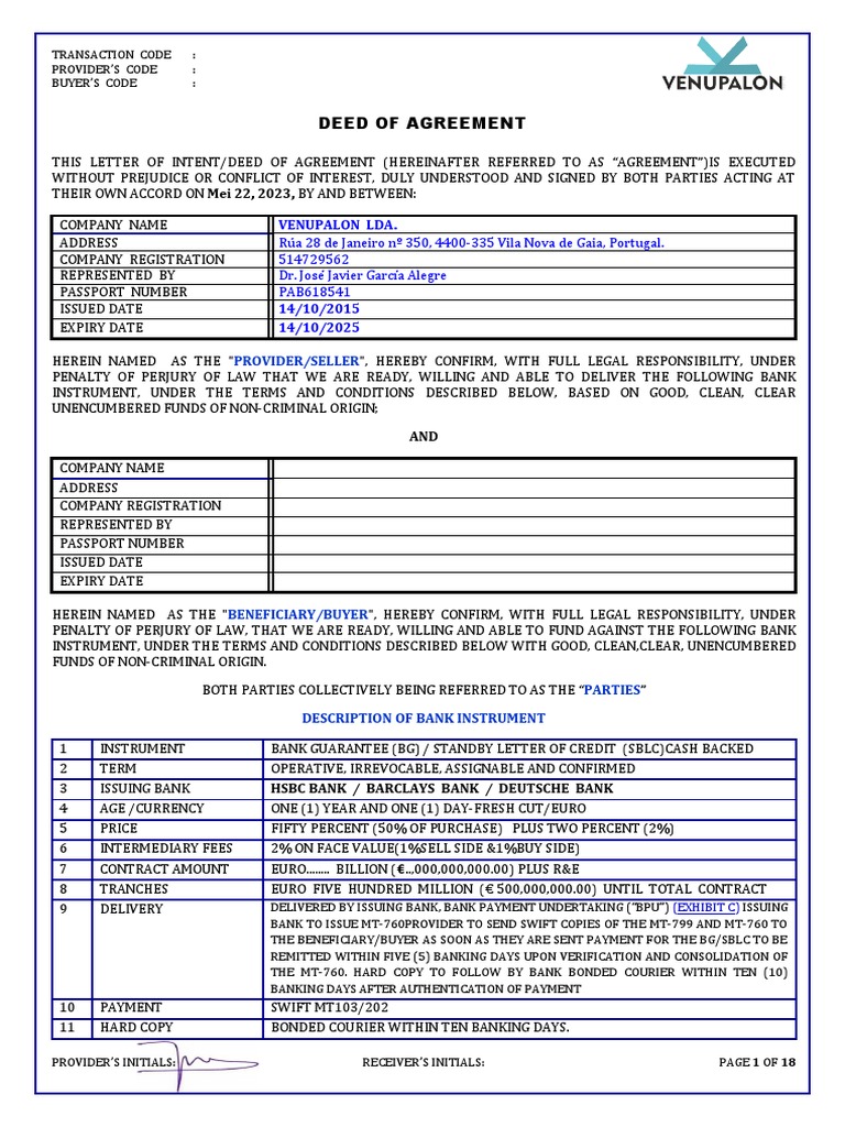 2023-DOA Buy&Sell BG-SBLC Credit | PDF | Letter Of Credit | Banks
