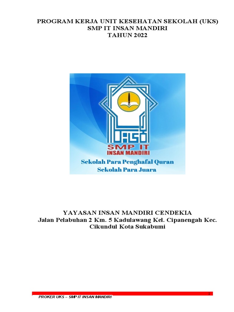 Program Kerja UKS SMP IT Insan Mandiri | PDF