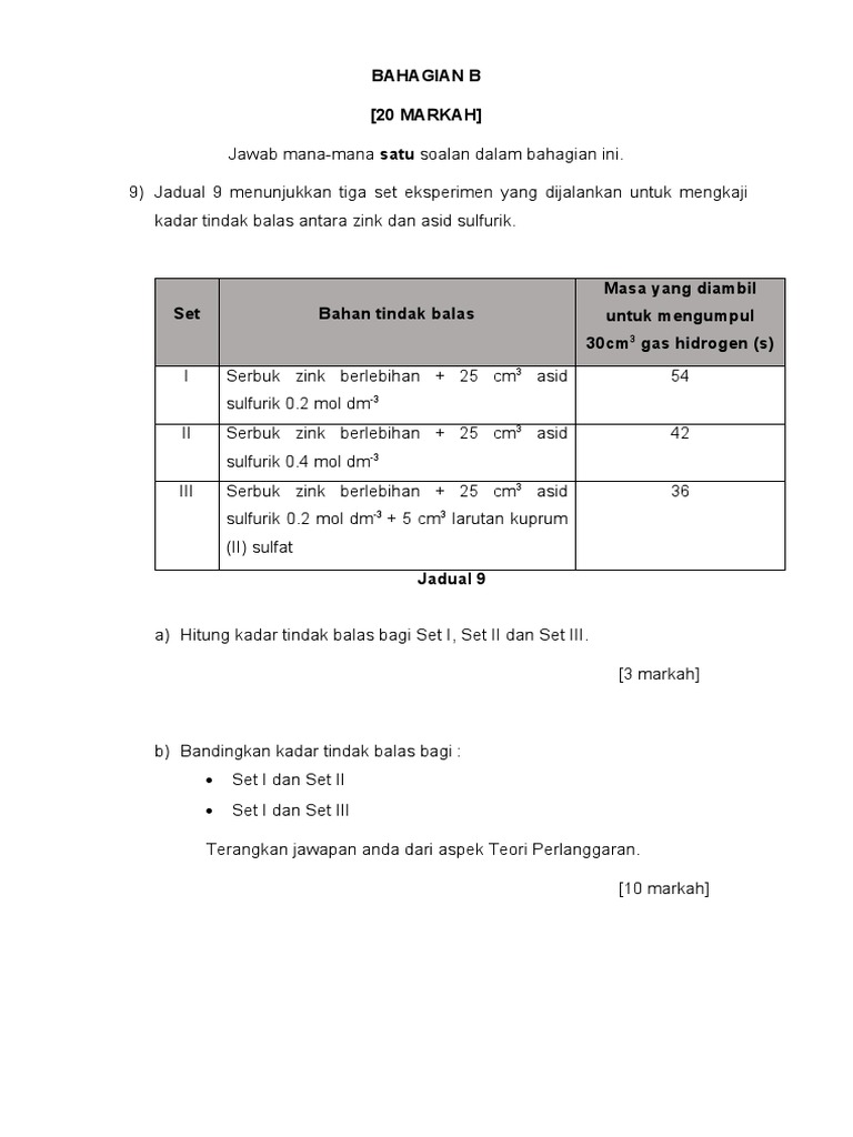 Ar2 Kimia Kertas 2 Bahagian B | PDF