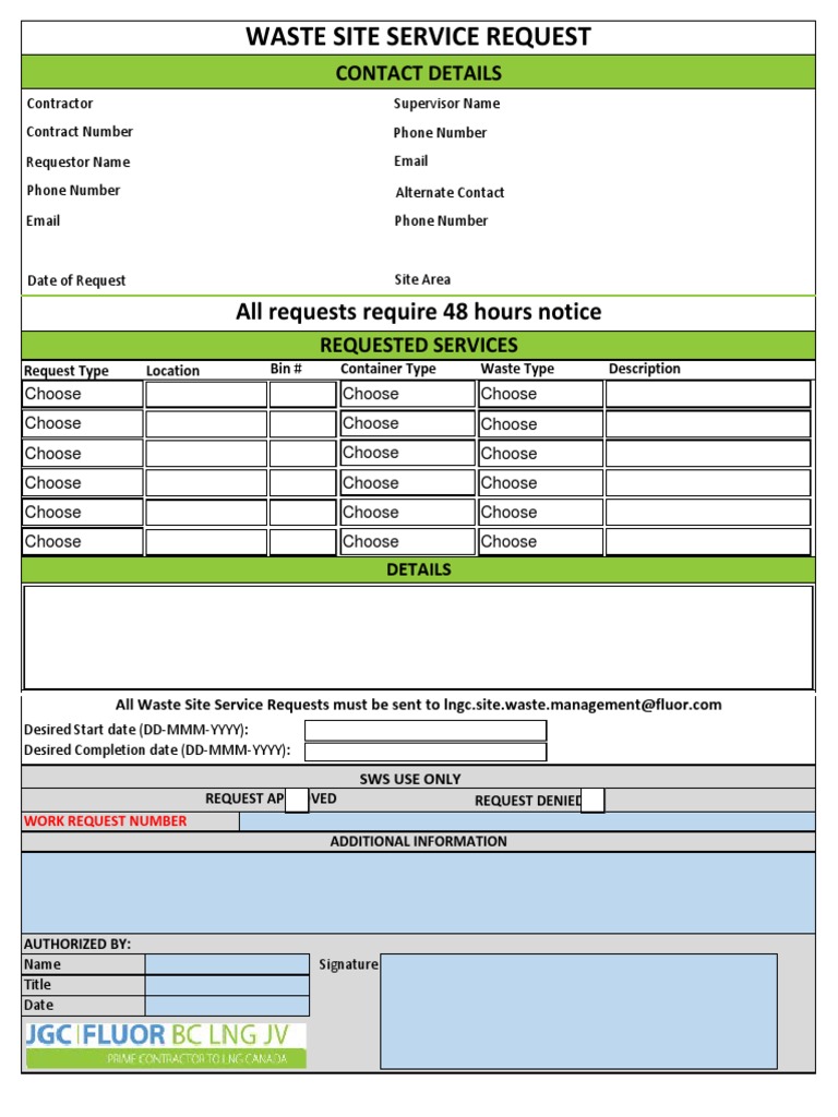 Site Waste Management Request Rev2 | PDF