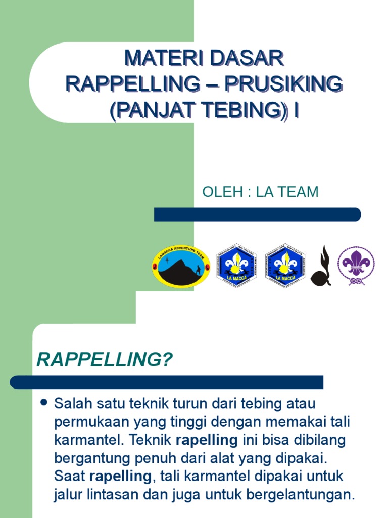 Materi Dasar Rappelling Prusikking Dan Panjat Tebing | PDF