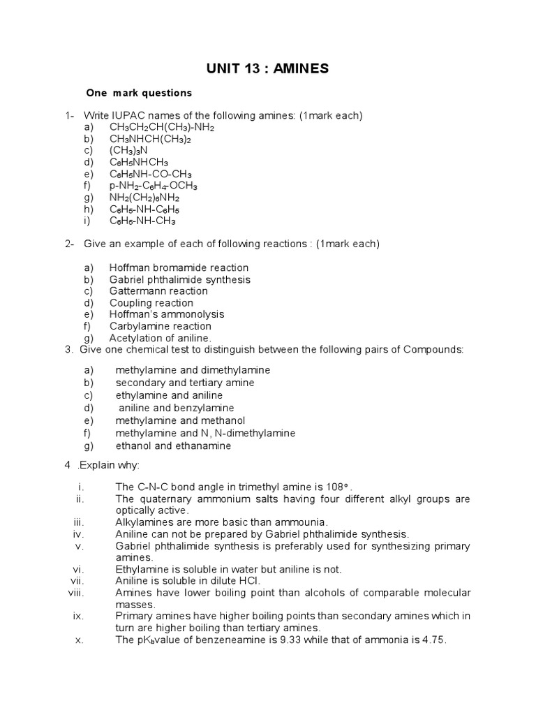 IUPAC Amines Naming and Reactions Guide | PDF | Amine | Chemistry