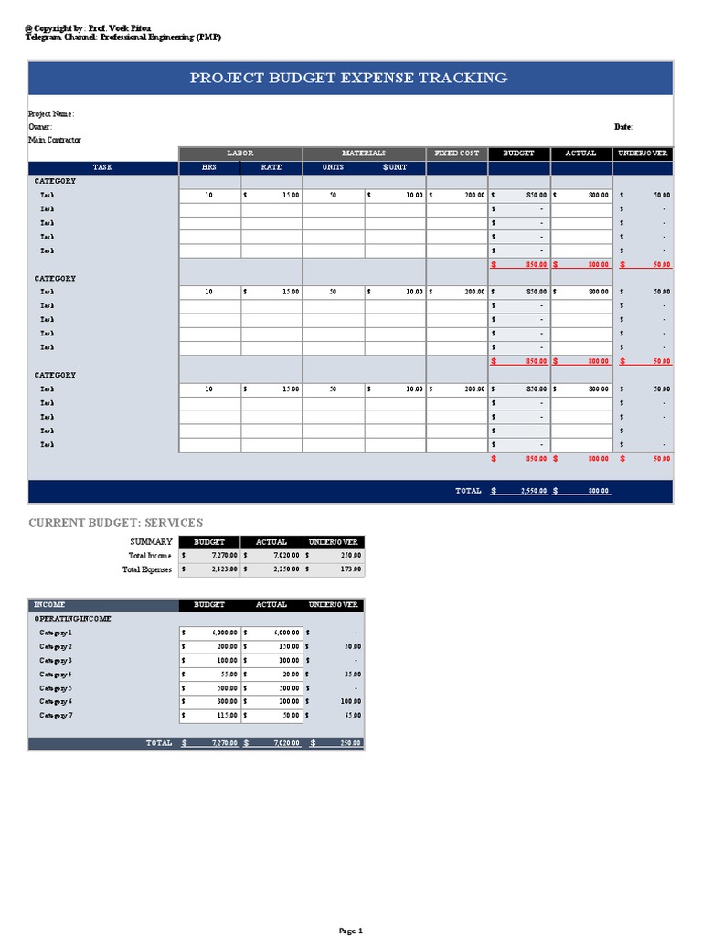 Project Budget Expense Tracking | PDF