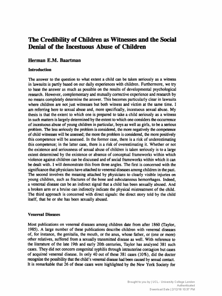 the-credibility-of-children-as-witnesses-and-the-social-denial-o | PDF ...