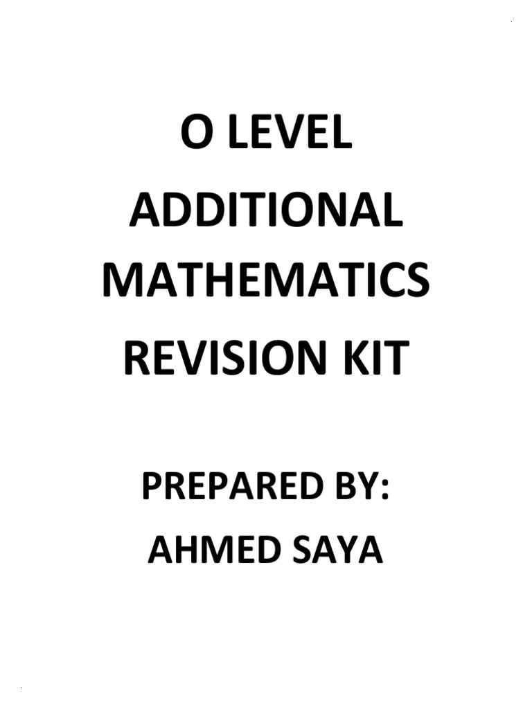 Updated o Level Addmaths Revision Kit1 | PDF | Equations | Triangle