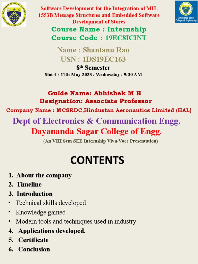 Shantanu Rao - PPT - Internship | PDF | Software Development Process | Embedded System