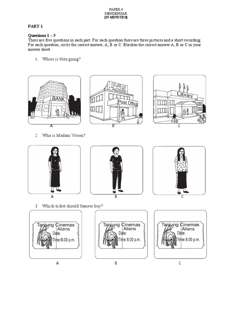 Listening Test Form 3 | PDF