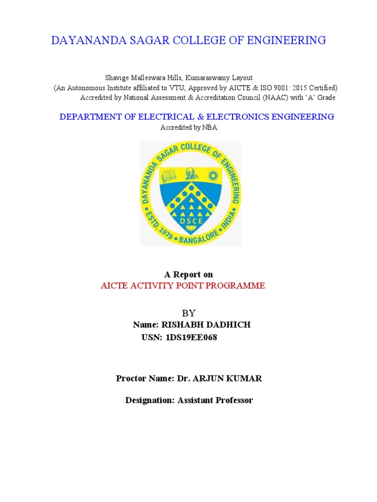 AICTE Activity Report: DSCE EEE Department | PDF