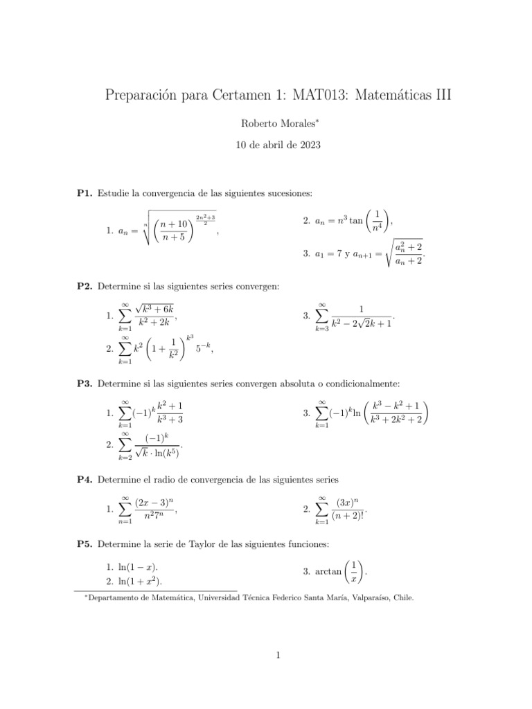 Ejercicios - Certamen - 1 2 | PDF | Cálculo | Funciones y mapeos