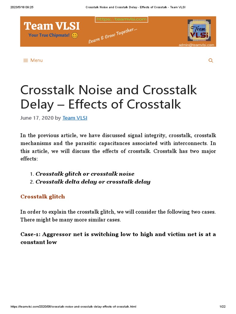 Crosstalk Noise And Crosstalk Delay Effects Of Crosstalk Team Vlsi