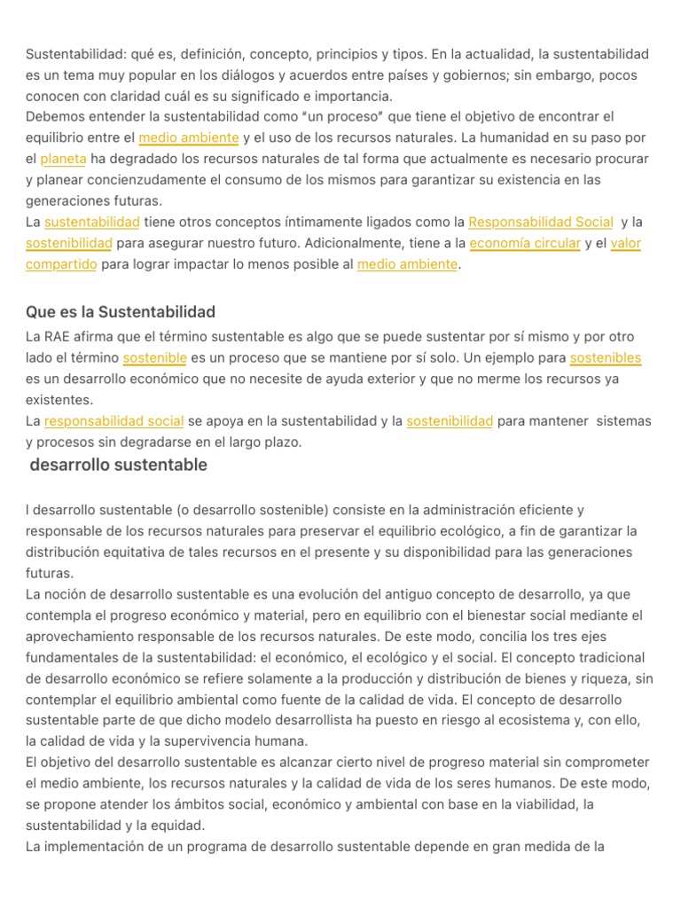 Sustentabilidad Qué Es Definición Concepto Principios Y Tipos Pdf