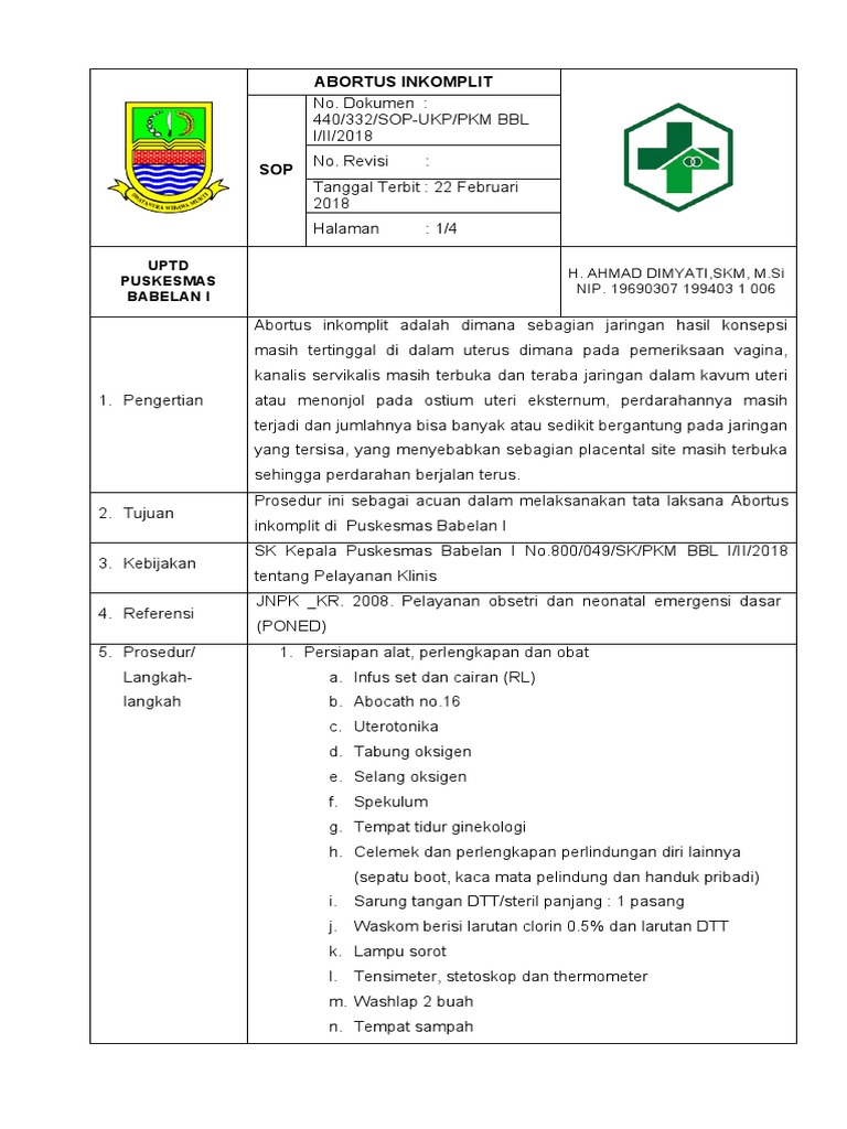 Sop Abortus Inkomplit | PDF