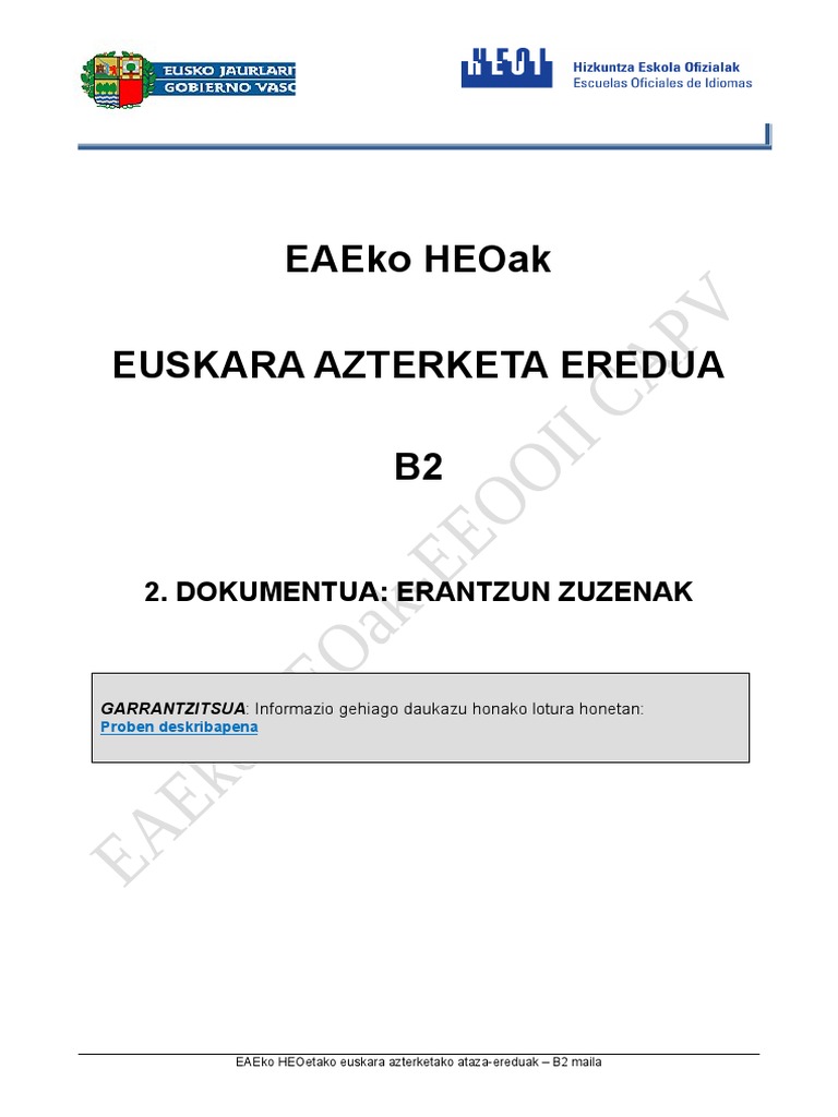 Euskara B2 Erantzun Zuzenak v2 Orig | PDF