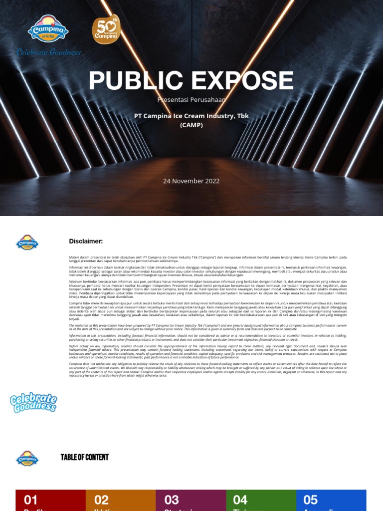 Presentasi Perusahaan Public Expose Campina 2022 High | PDF