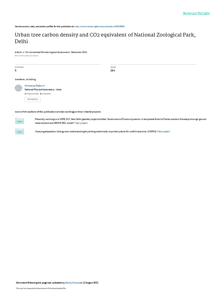 Urban Tree Carbon Density and CO2 Equivalent of Na1 | PDF | Greenhouse ...