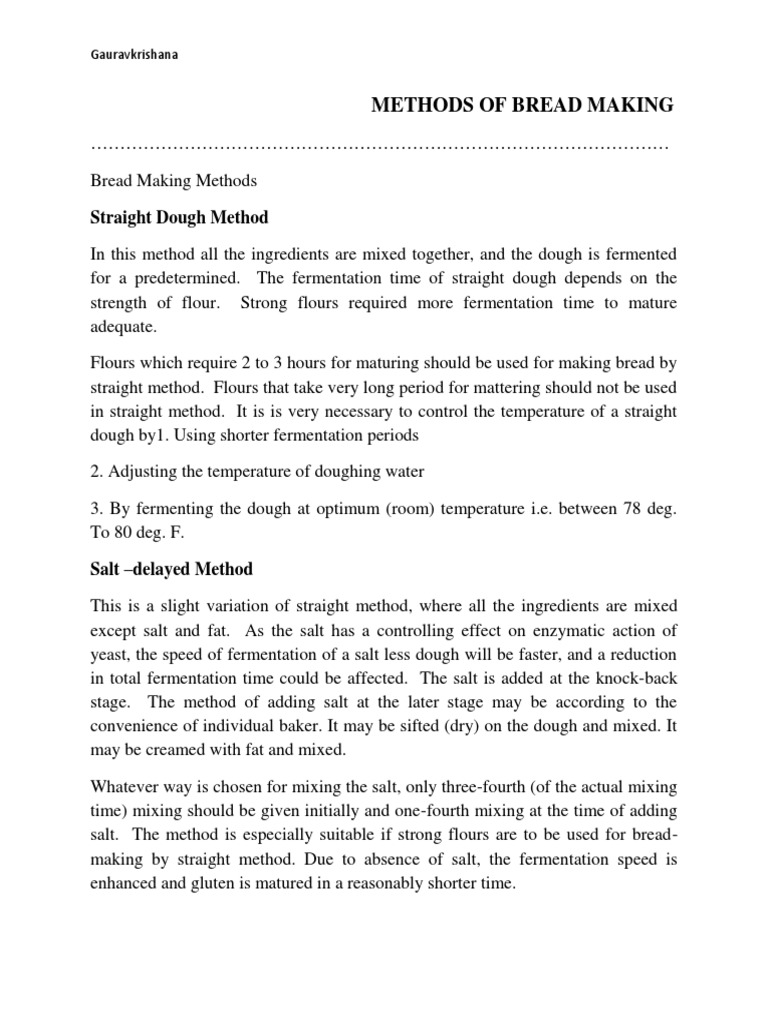 Bread Making Methods Explained | PDF | Breads | Fermentation