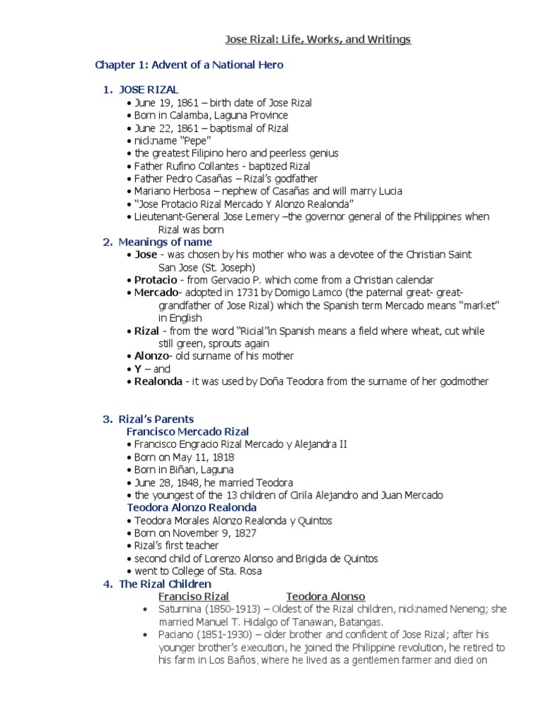 Jose Rizal CHAPTER 1 | PDF | Philippines