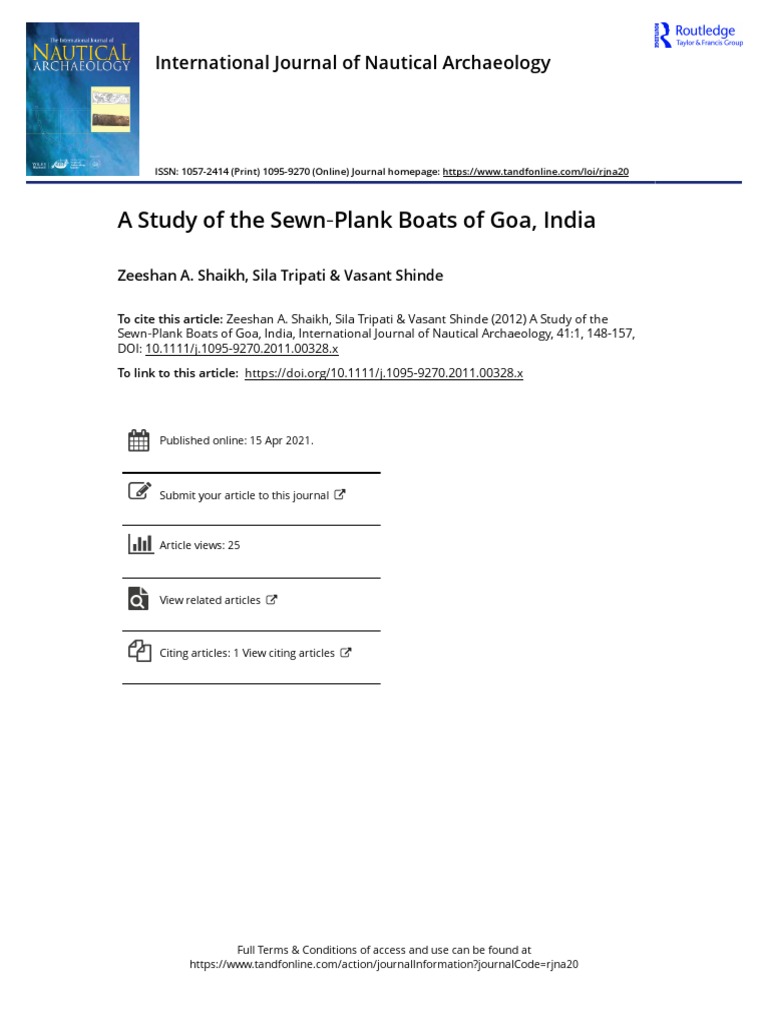 Sewn-Plank Boats of Goa: An Archaeological Study | PDF | Boats | Stern