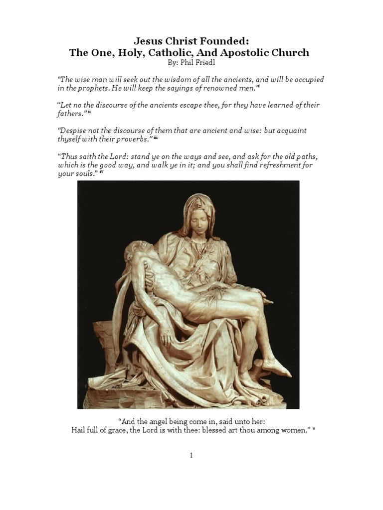 Jesus Christ Founded The One Holy Catholic and Apostolic Church | PDF ...