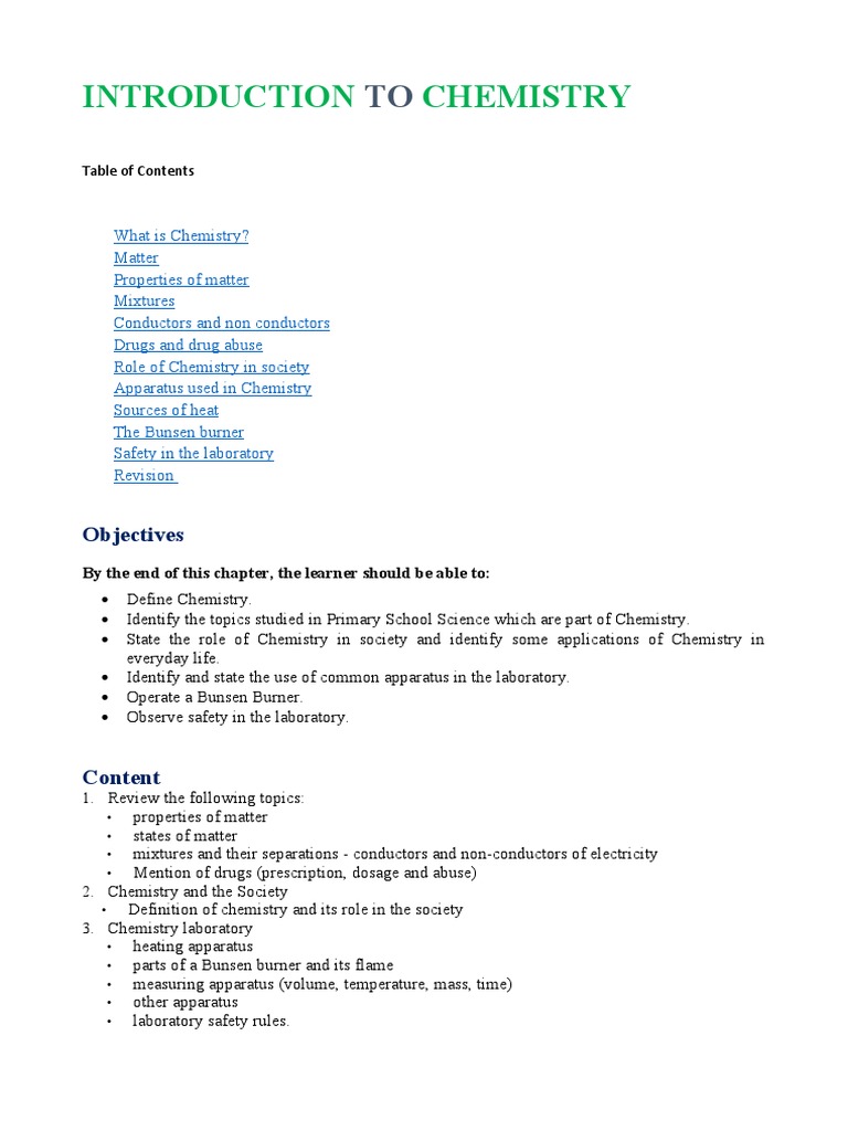 1.1 Introduction To Chemistry | PDF | Substance Abuse | Mixture