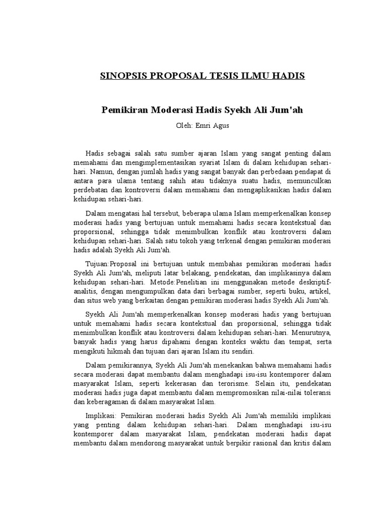 Contoh Konsep Proposal Hadis | PDF