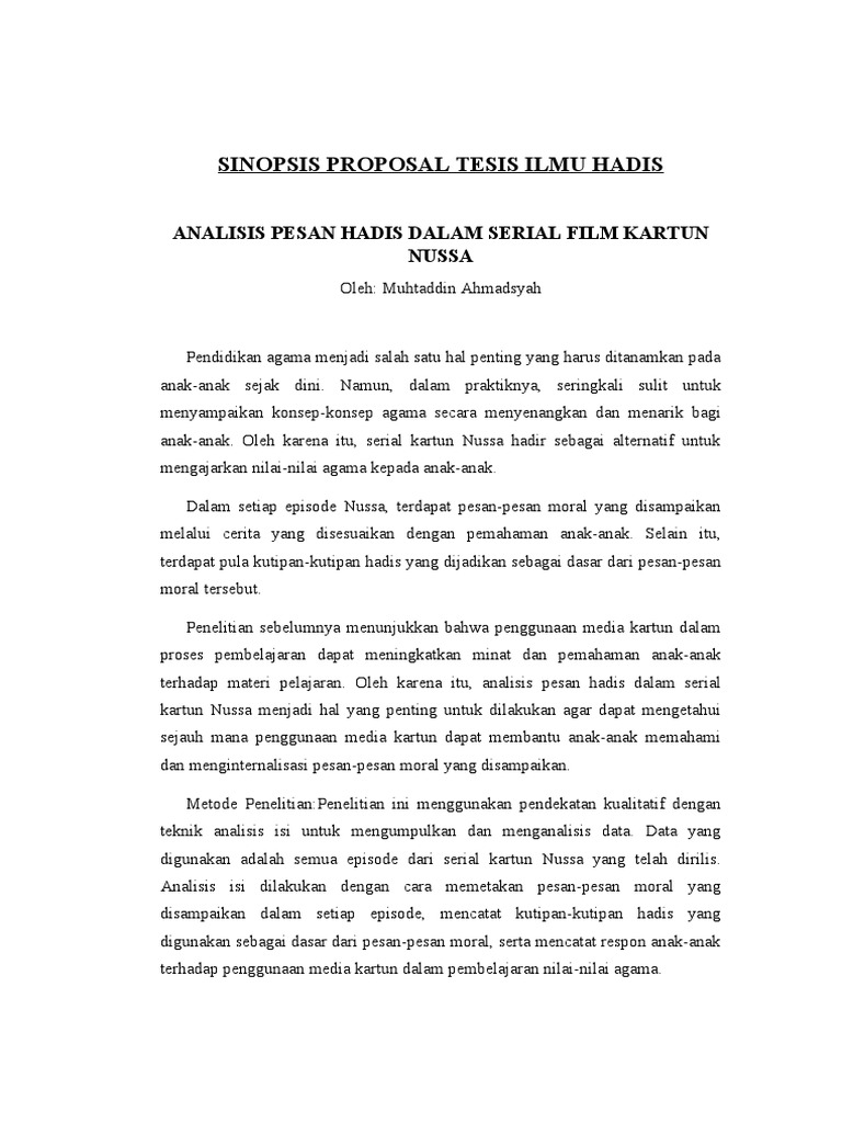 Contoh Konsep Proposal Hadis | PDF