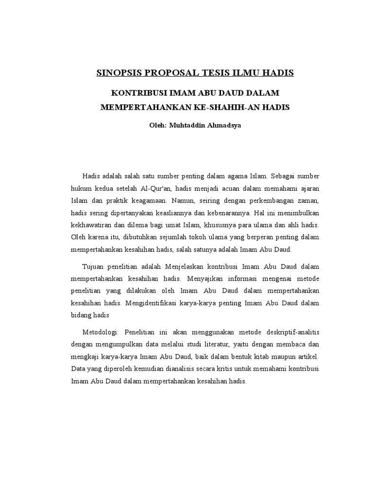 Contoh Konsep Proposal Hadis | PDF