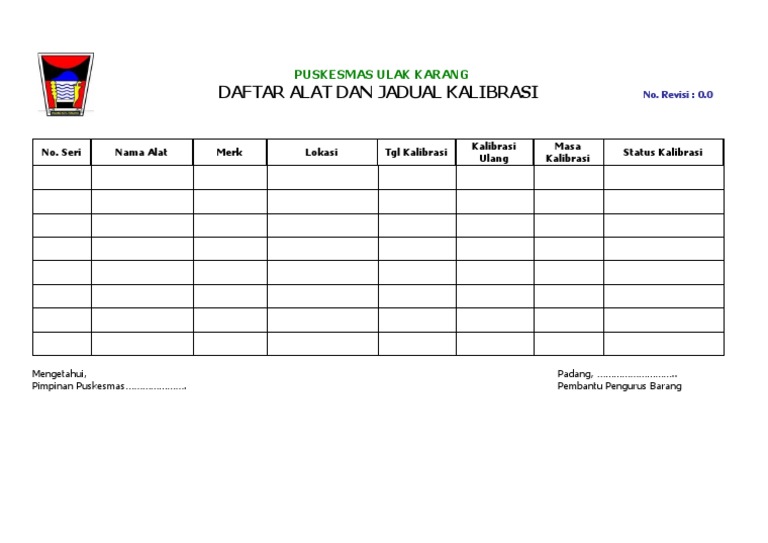Daftar Alat & Jadual Kalibrasi | PDF