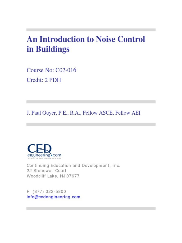 An Introduction To Noise Control in Buildings R1 | PDF | Sound | Acoustics